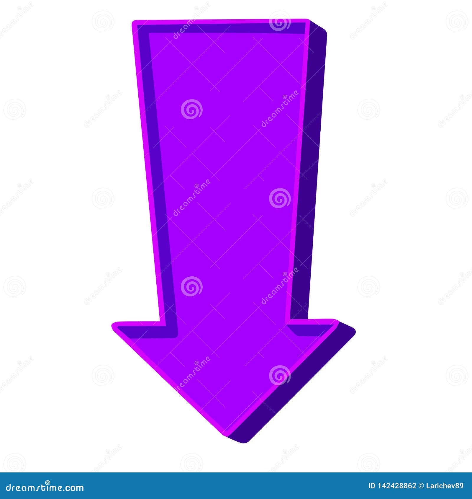 Seta Roxa Que Aponta Para Baixo Em Um Fundo Branco Ilustração Stock ...