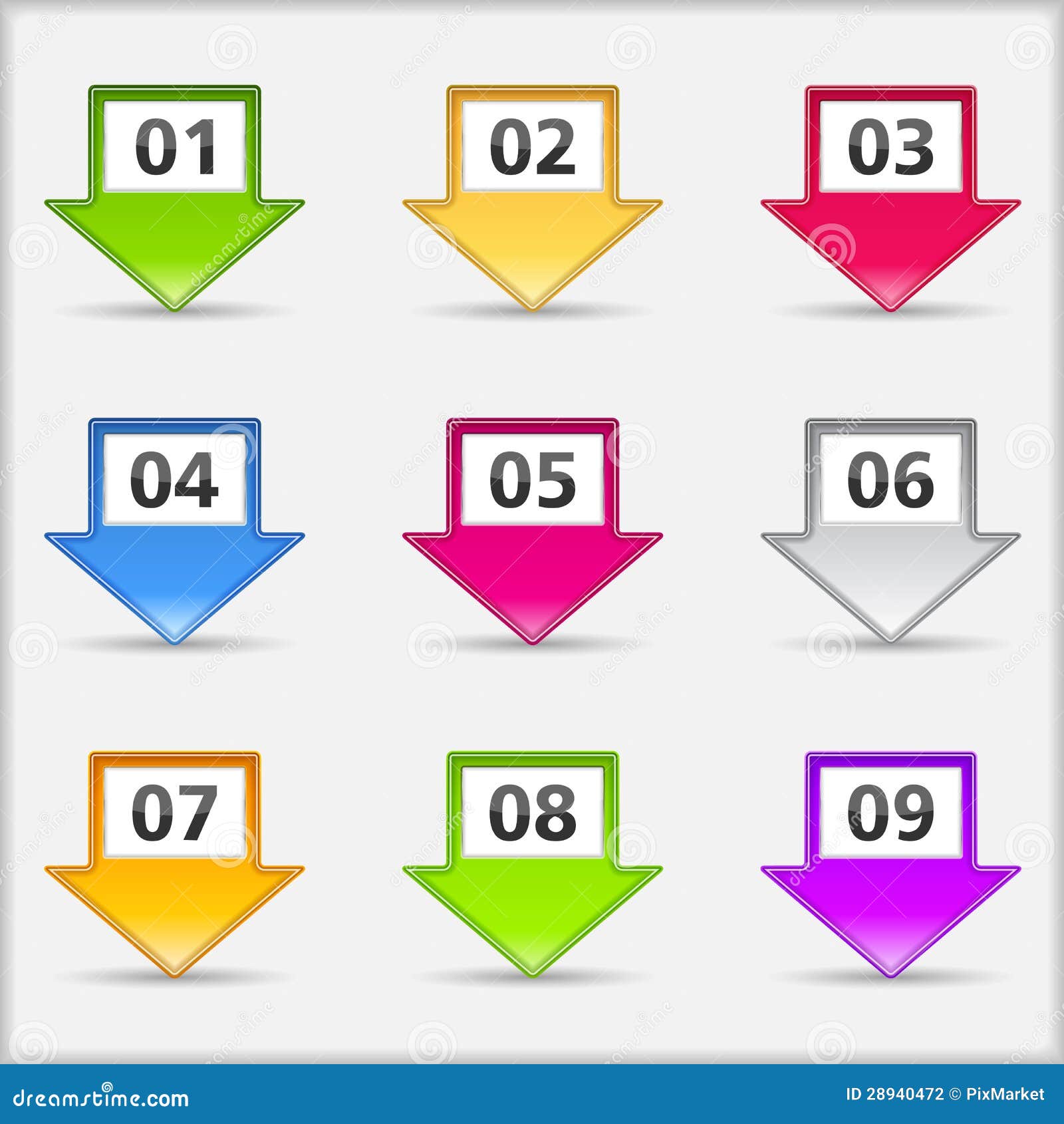 Setas com números ilustração do vetor. Ilustração de seta - 28940472