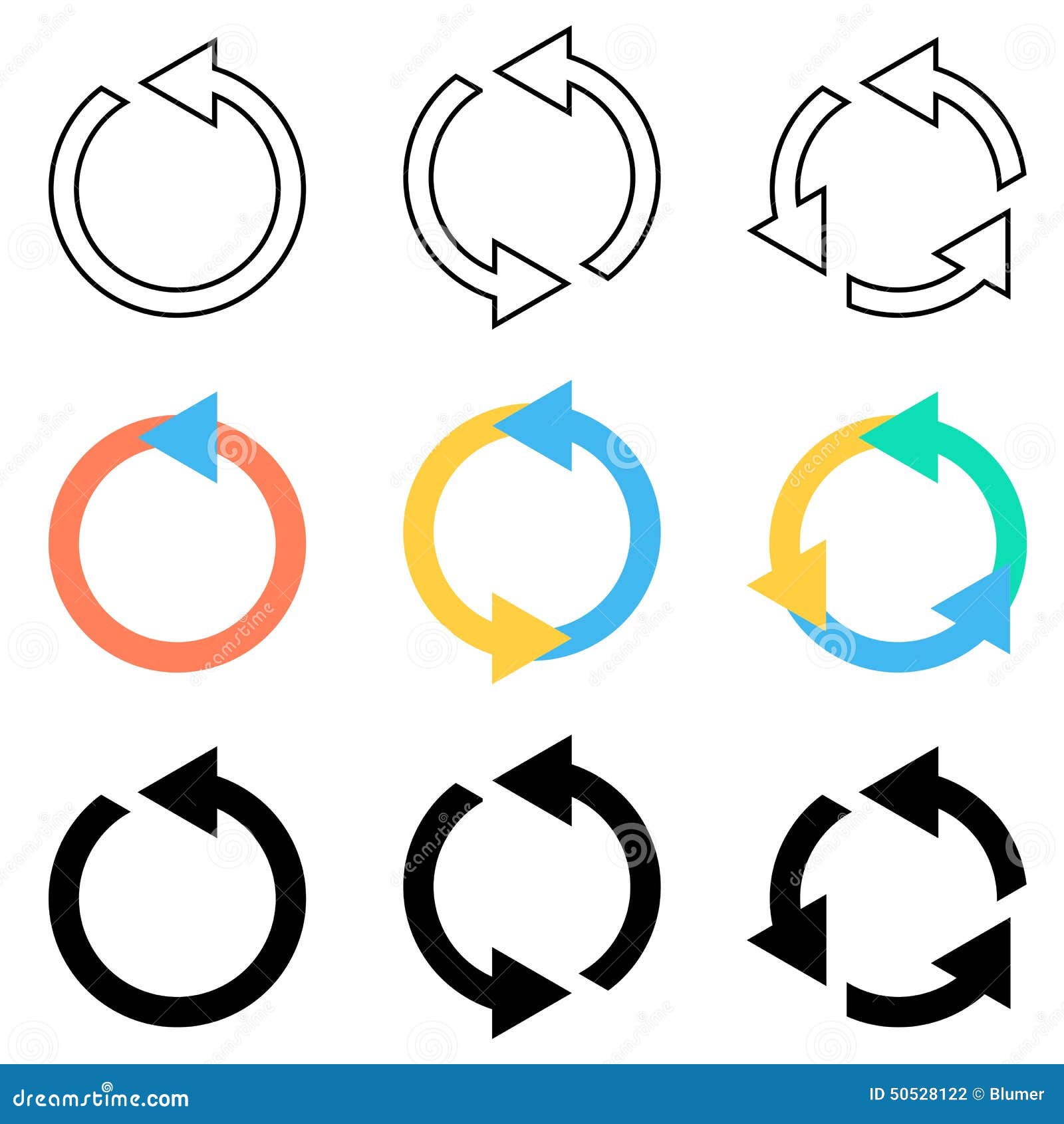 Setas de giro do círculo ilustração do vetor. Ilustração de seta - 50528122