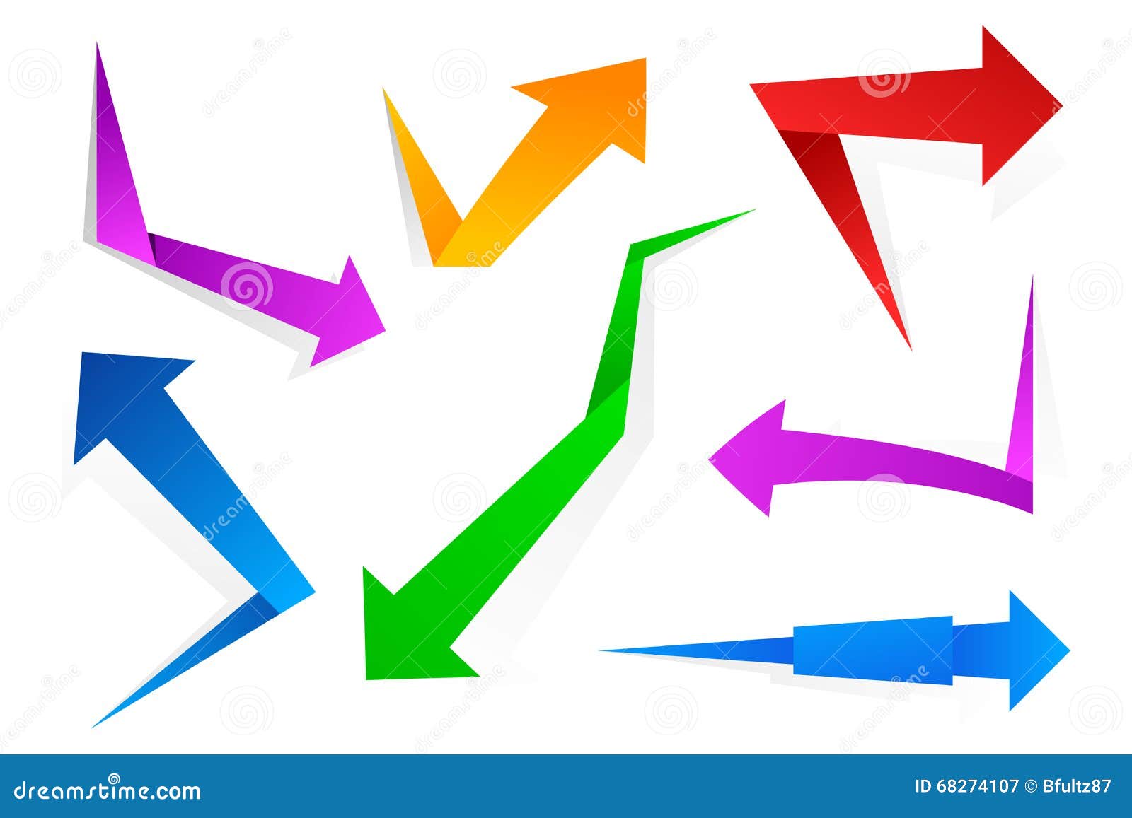 Setas de papel coloridas ilustração do vetor. Ilustração de azul - 68274107