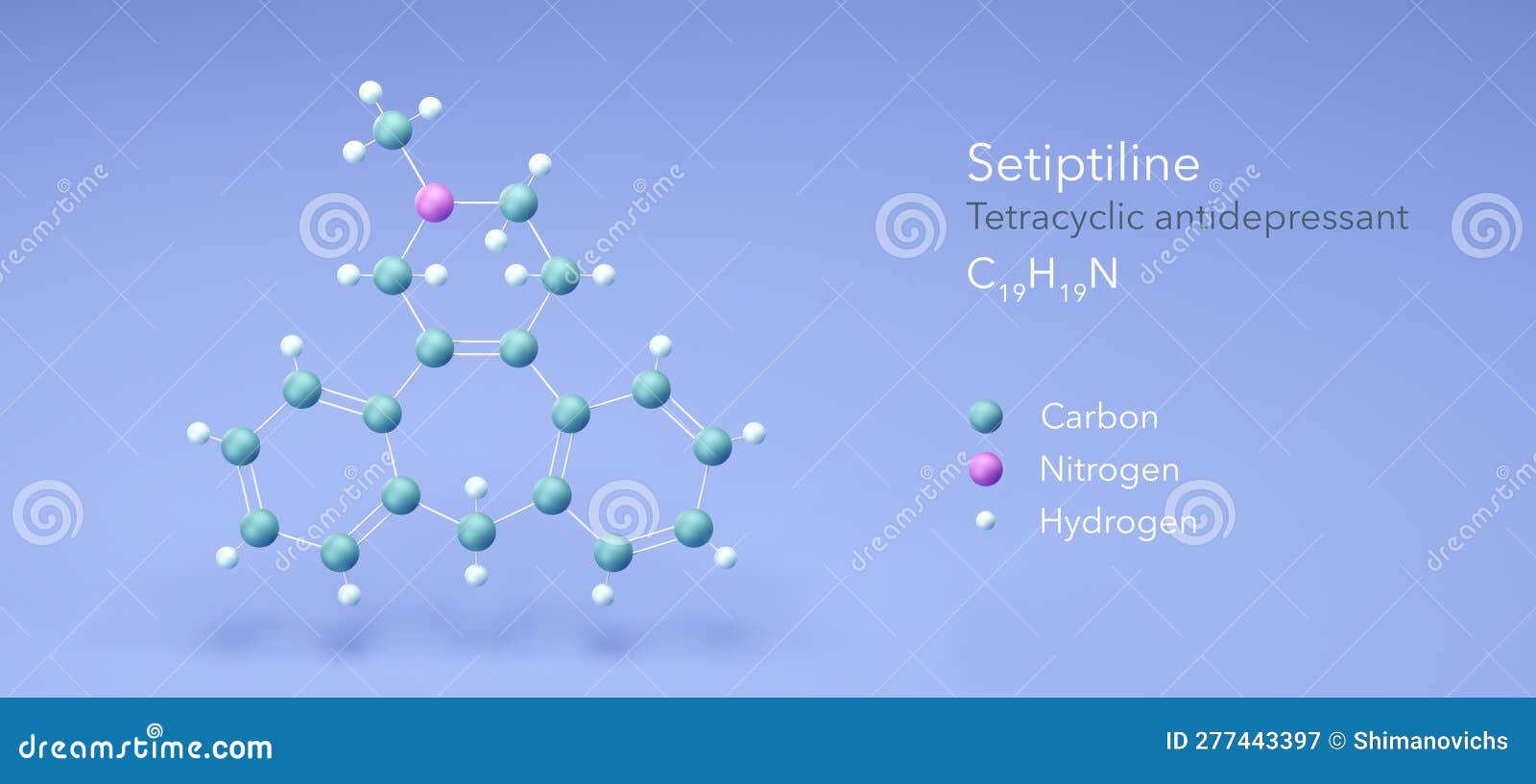 Setiptiline Molecule. It Is Tetracyclic Antidepressant TeCA. Molecular ...
