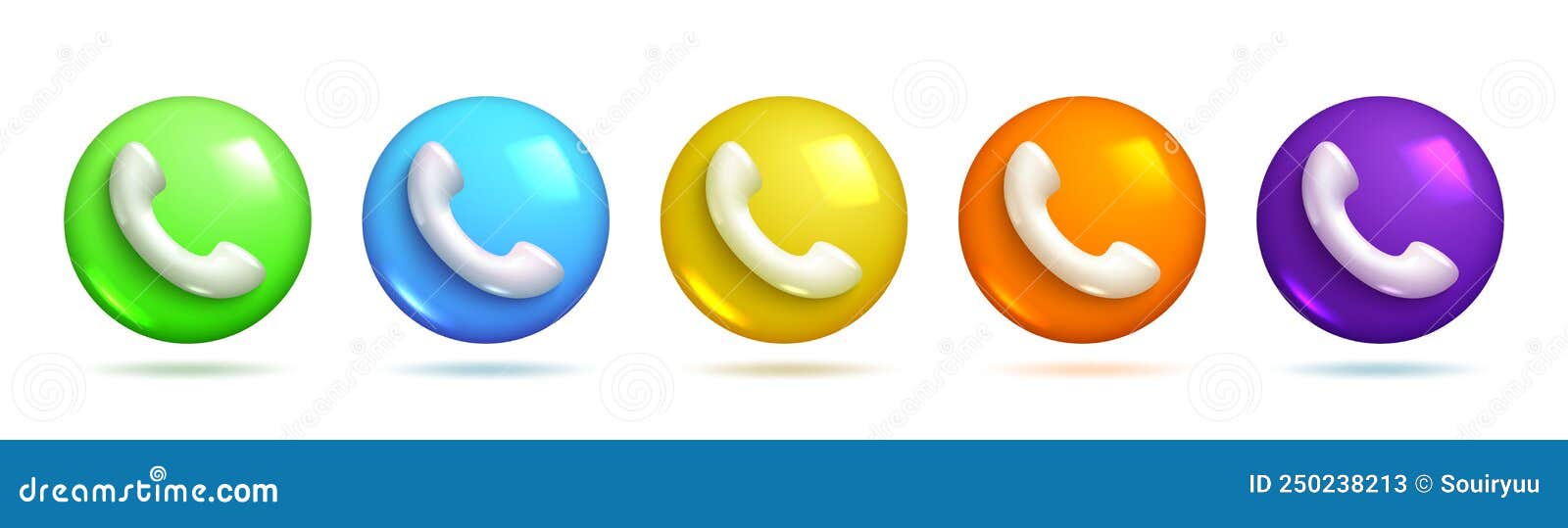 Sets of 3d Realistic Telephone Icons in Different Colour Variation ...