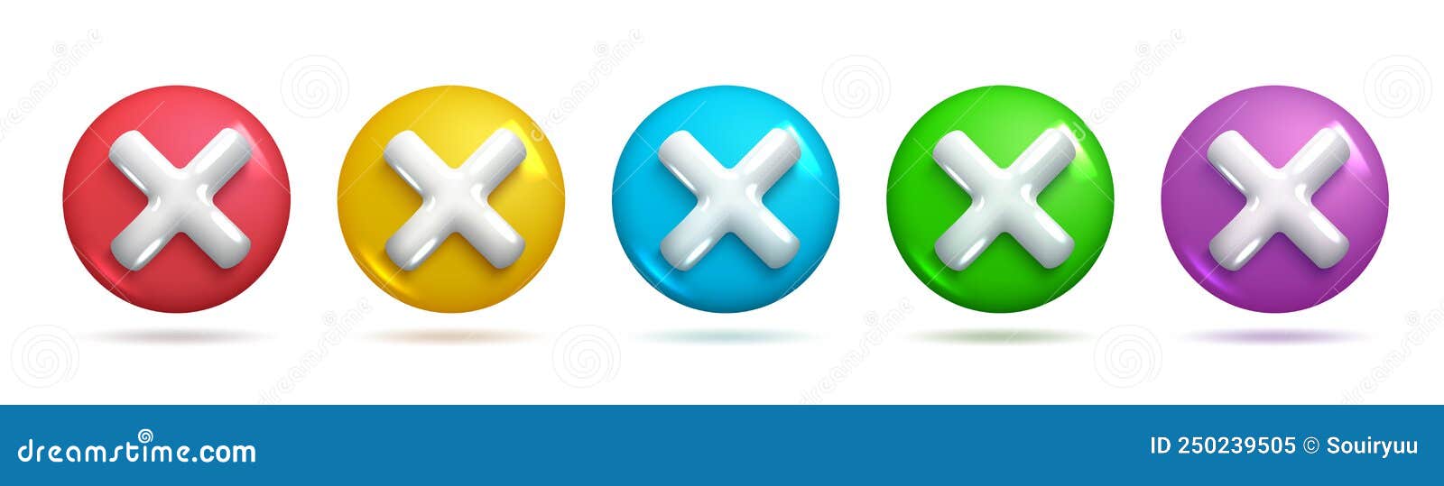 Sets of 3d Vector Reject X Icons. Colourful Icons for Creative and ...