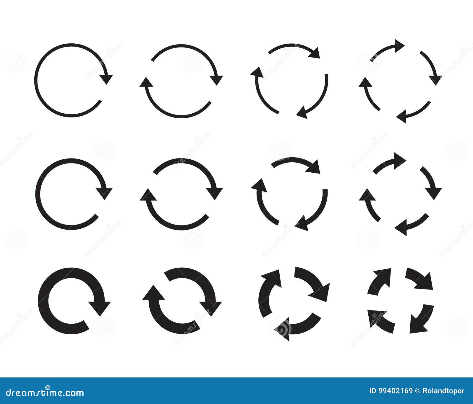 Sets of Black Circle Arrows. Vector Icons Stock Vector - Illustration ...