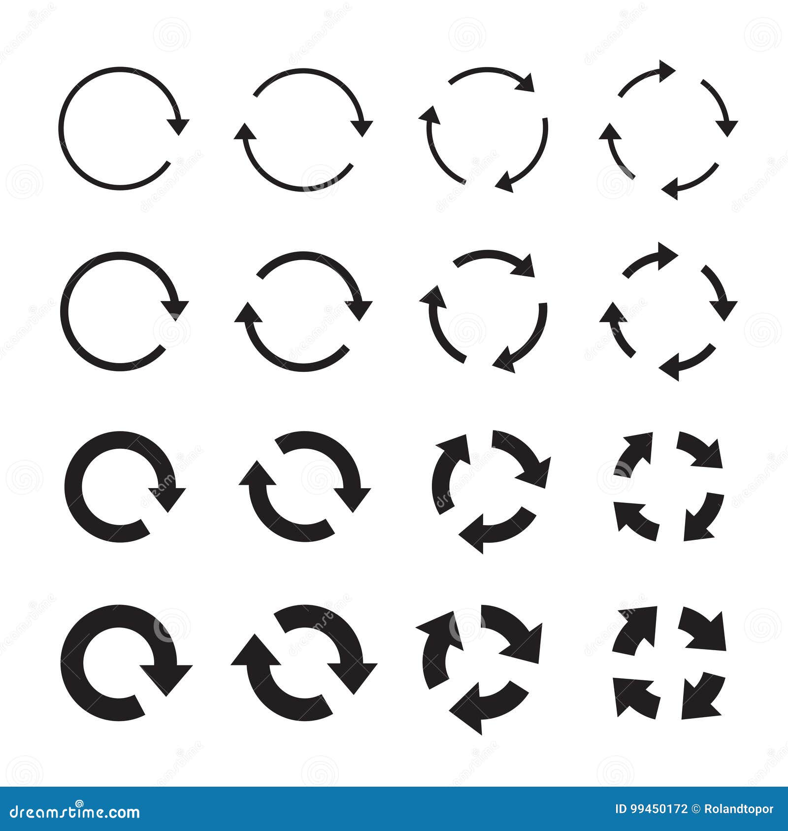 Sets of Black Circle Arrows. Vector Icons Stock Vector - Illustration ...