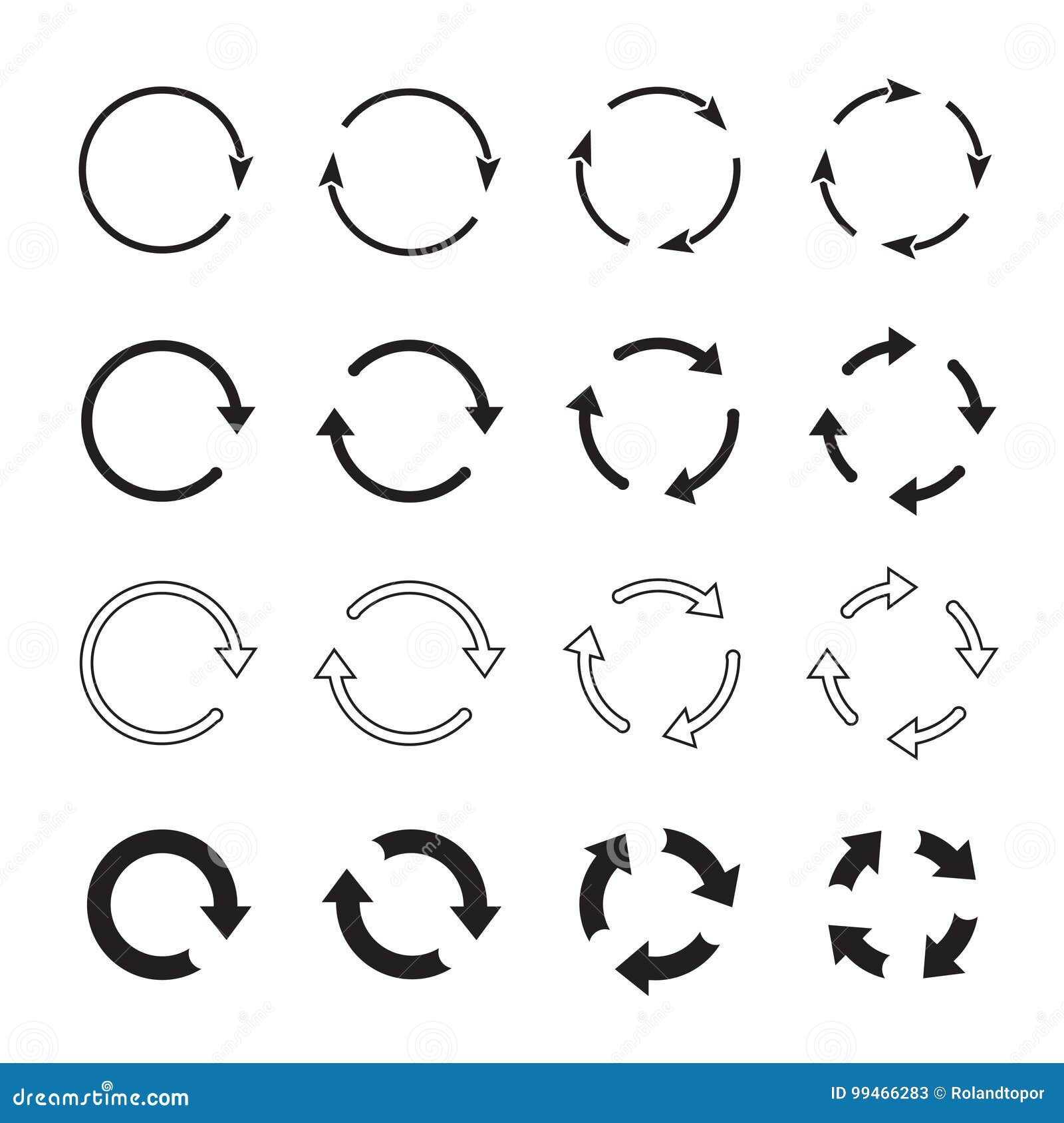 Sets of Black Circle Arrows. Vector Icons Stock Illustration ...
