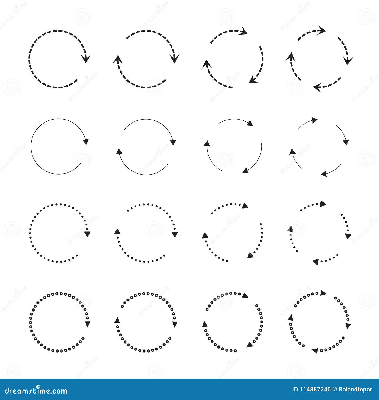 Sets of Black Circle Arrows. Vector Icons Stock Illustration ...