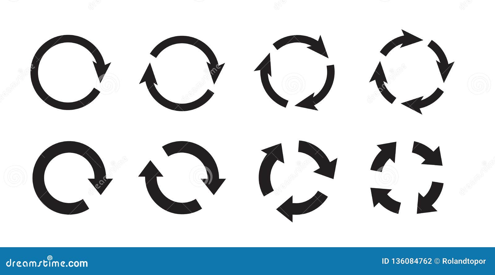 Sets of Black Circle Arrows. Vector Icons Stock Vector - Illustration ...