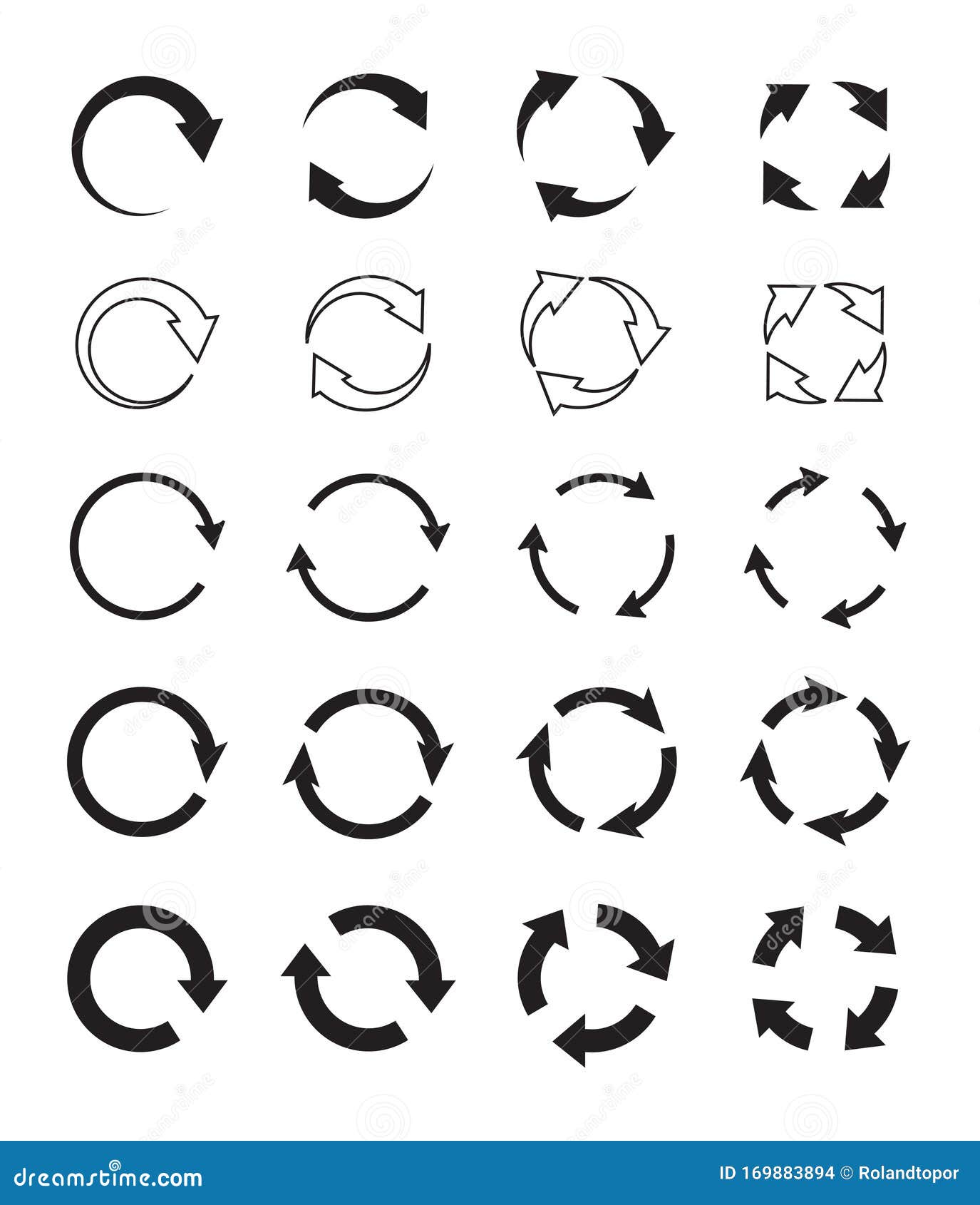 Sets of Black Circle Arrows. Vector Icons Stock Illustration ...