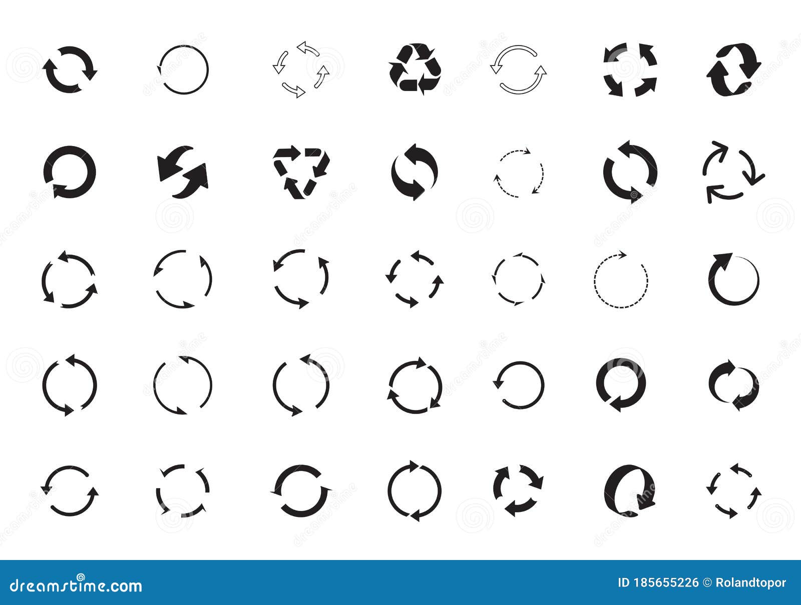 Sets of Black Circle Arrows. Vector Icons Stock Vector - Illustration ...