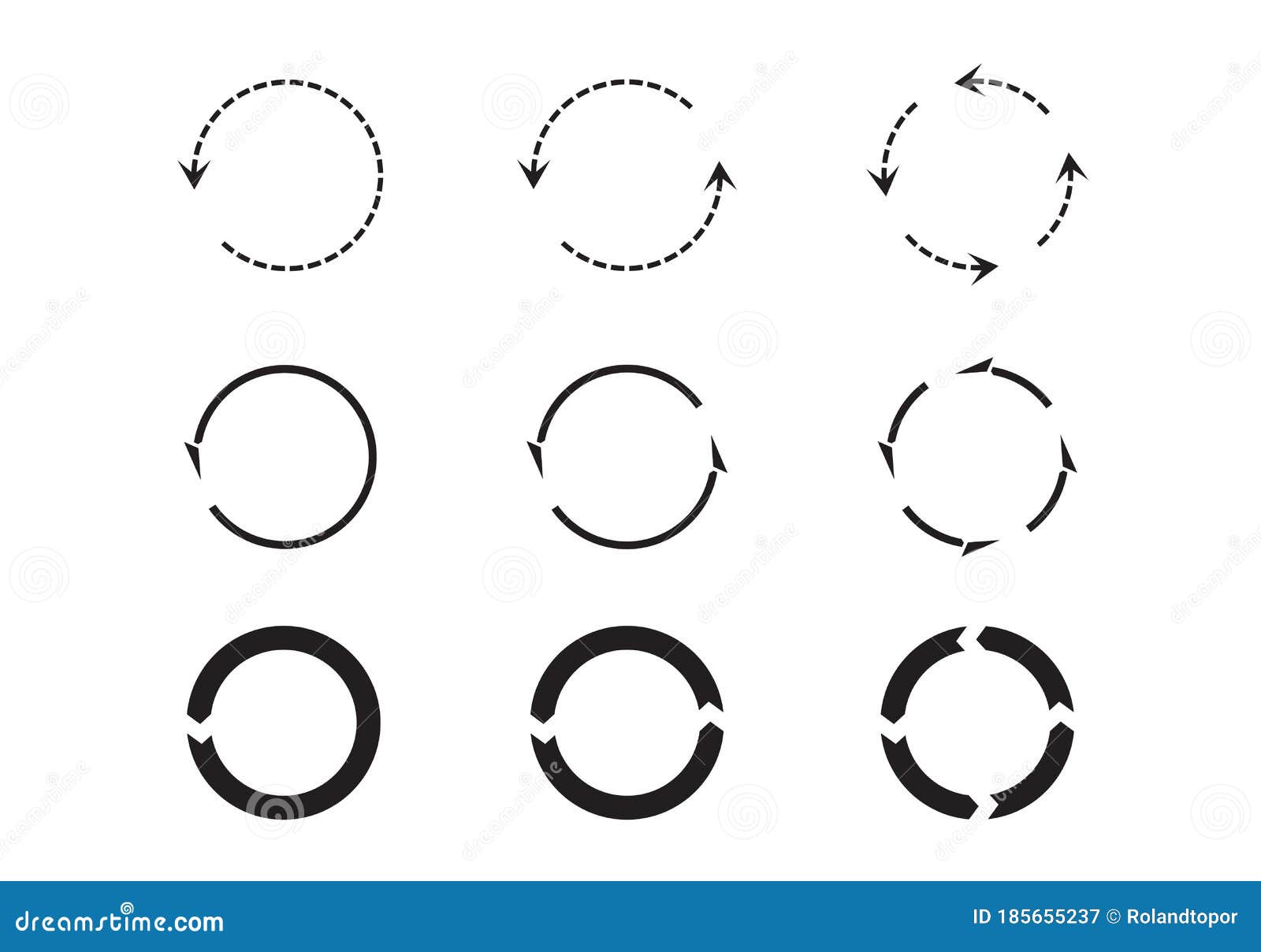 Sets of Black Circle Arrows. Vector Icons Stock Vector - Illustration ...