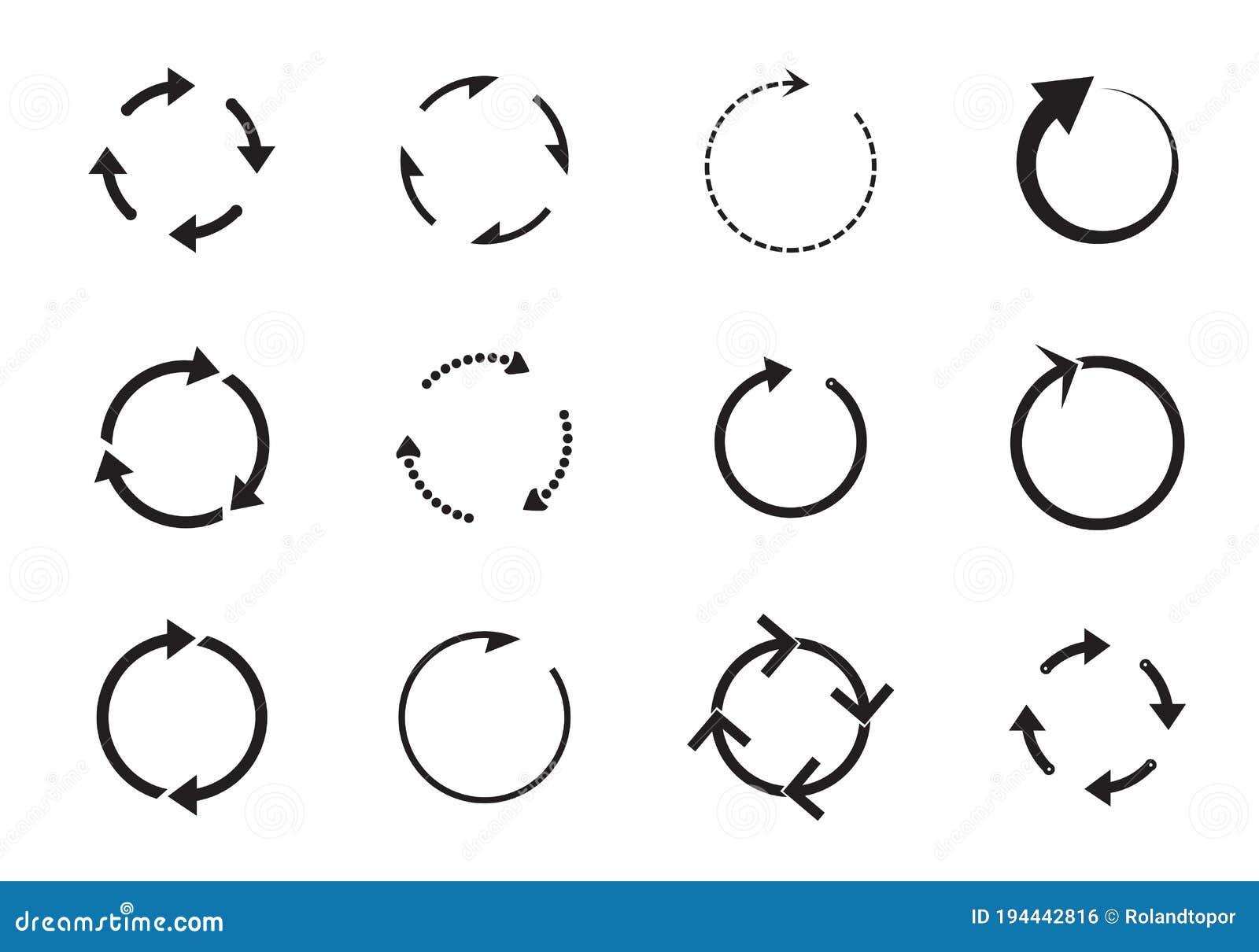 Sets of Black Circle Arrows. Vector Icons Stock Vector - Illustration ...