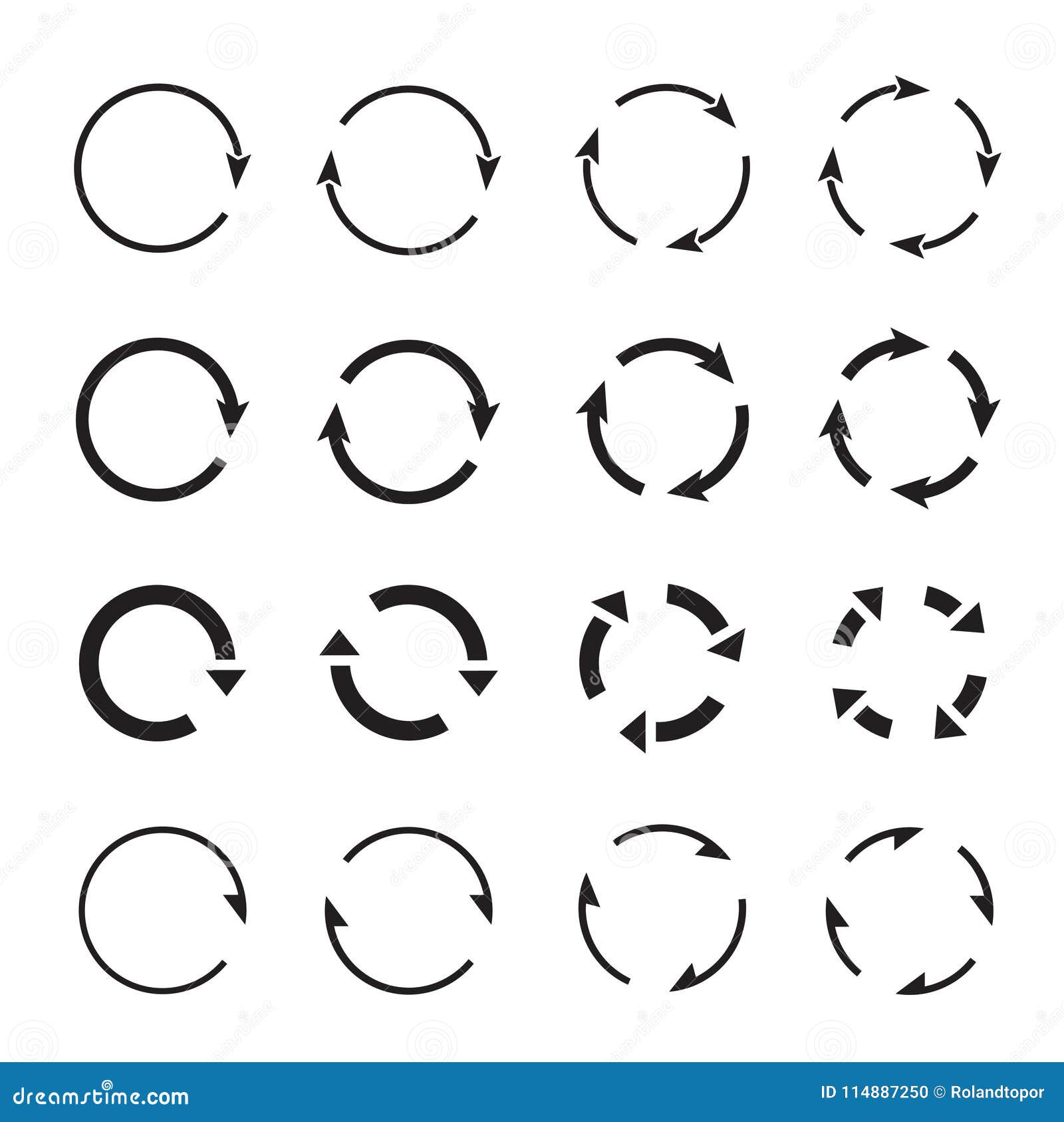 Sets Of Black Circle Arrows. Vector Icons Stock Illustration ...
