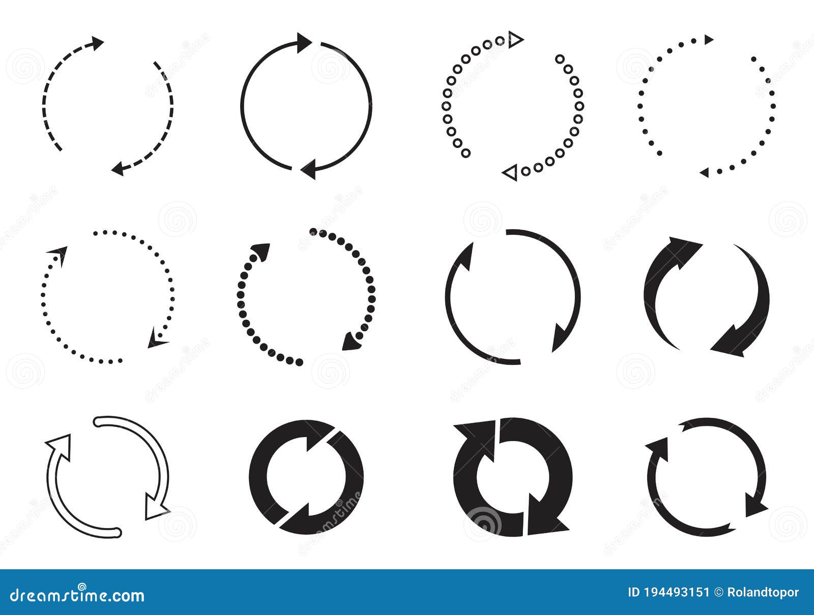 Sets of Black Circle Arrows. Vector Icons Stock Illustration ...