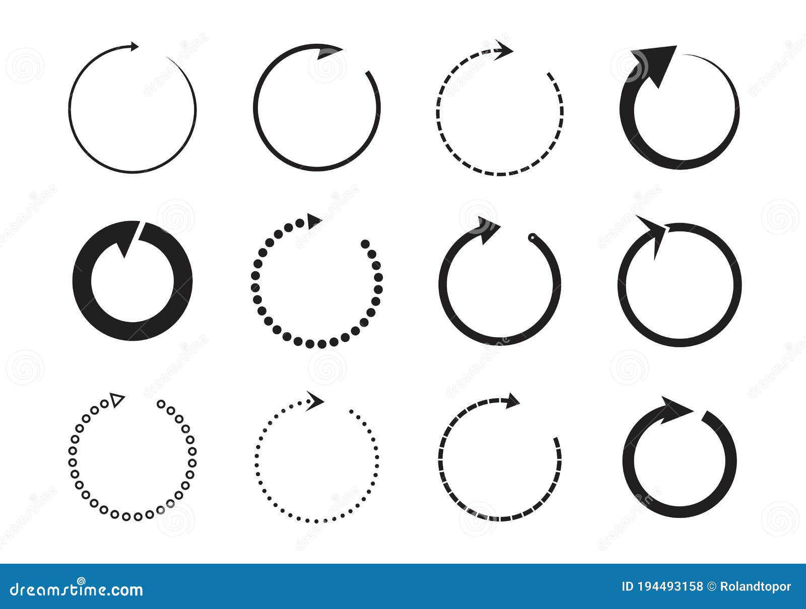 Sets of Black Circle Arrows. Vector Icons Stock Illustration ...