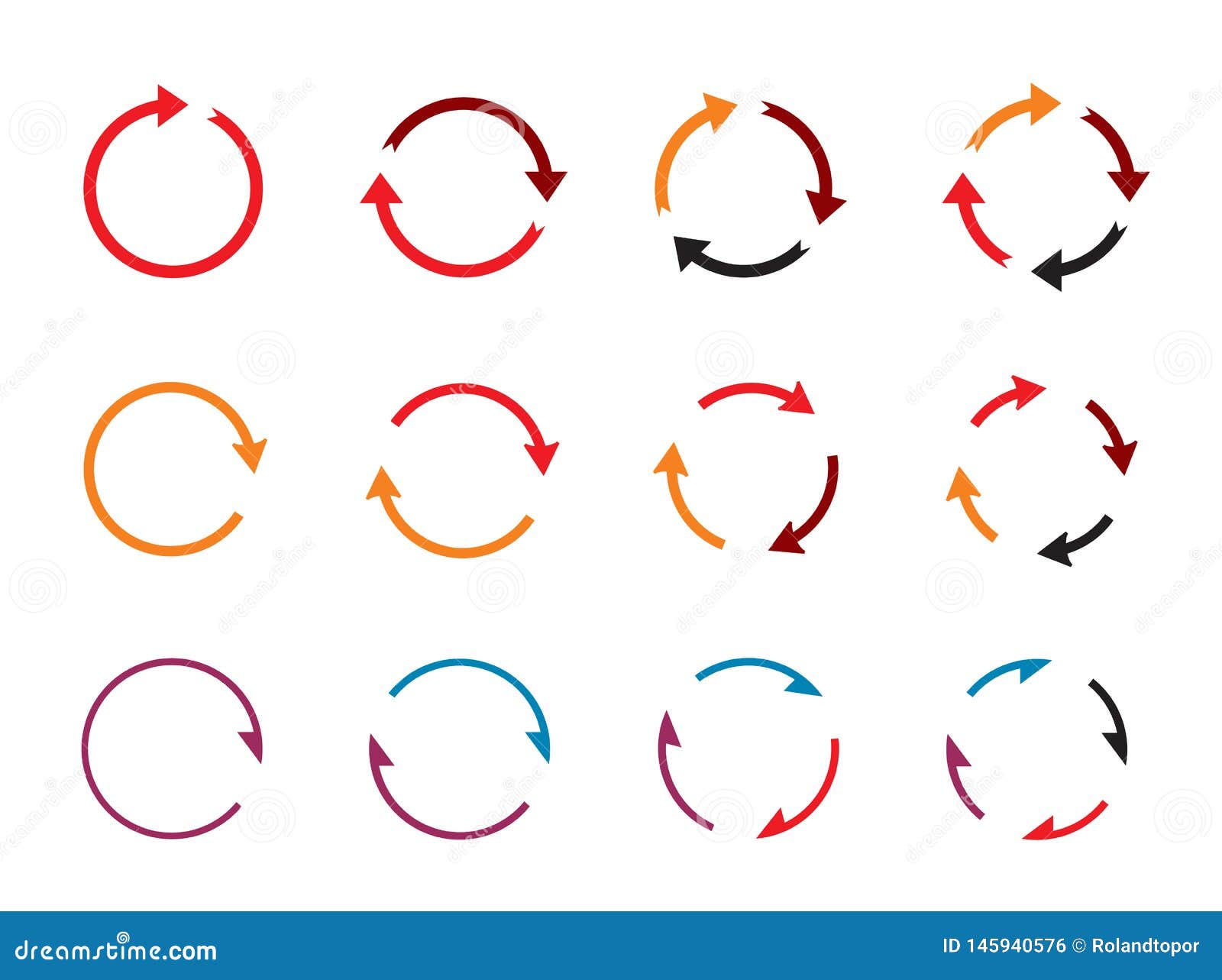 Sets of Color Circle Arrows. Vector Icons Stock Illustration ...