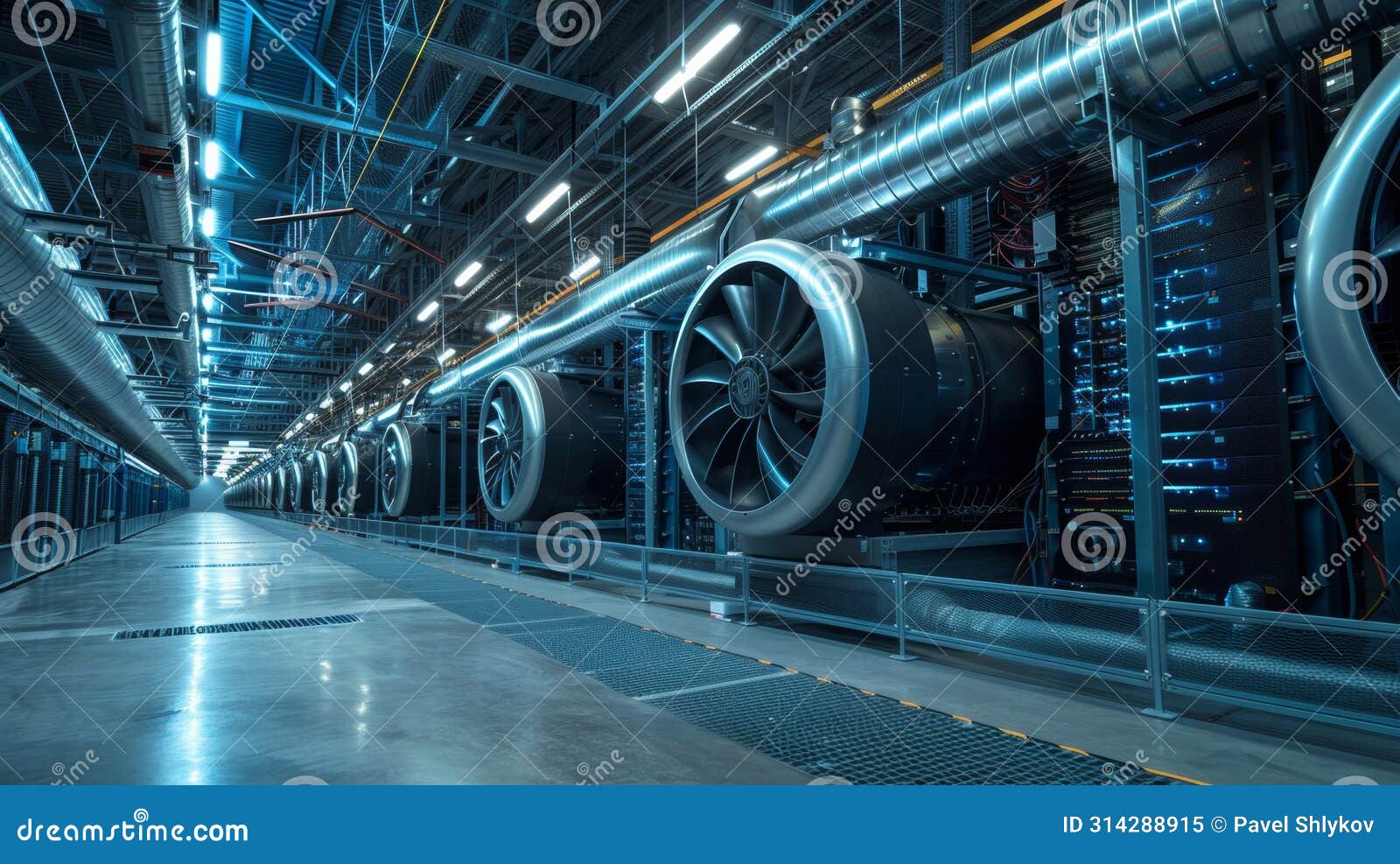 Sets of Cooling Towers in Data Center Building. Stock Image - Image of ...