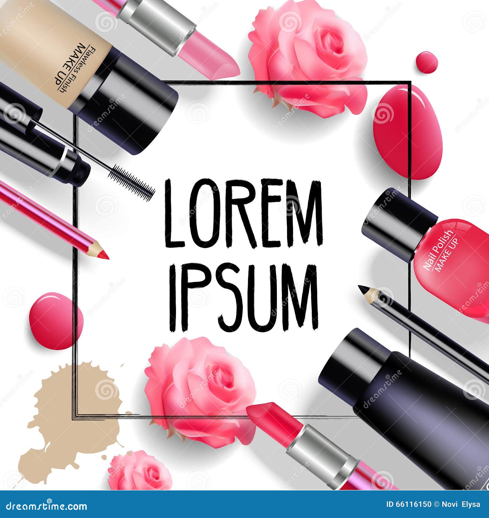 Sets Of Cosmetics On Background Stock Vector - Illustration of bright ...