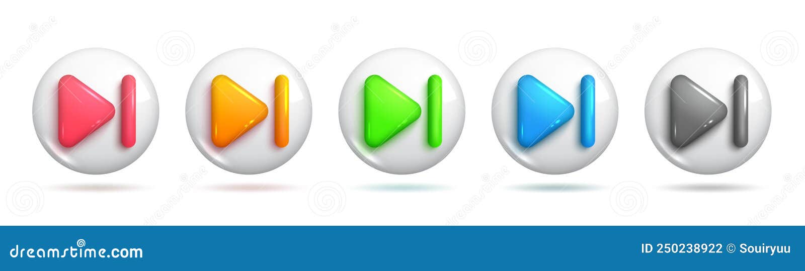 Sets of 3d Icons of Next Button. 3d Realistic Modern Minimalist Icons ...