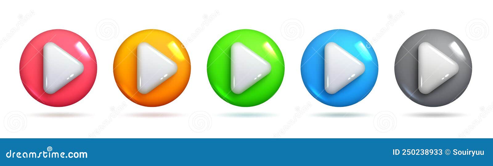 Sets of 3d Realistic Play Buttons. Colourful Play Buttons for Modern ...