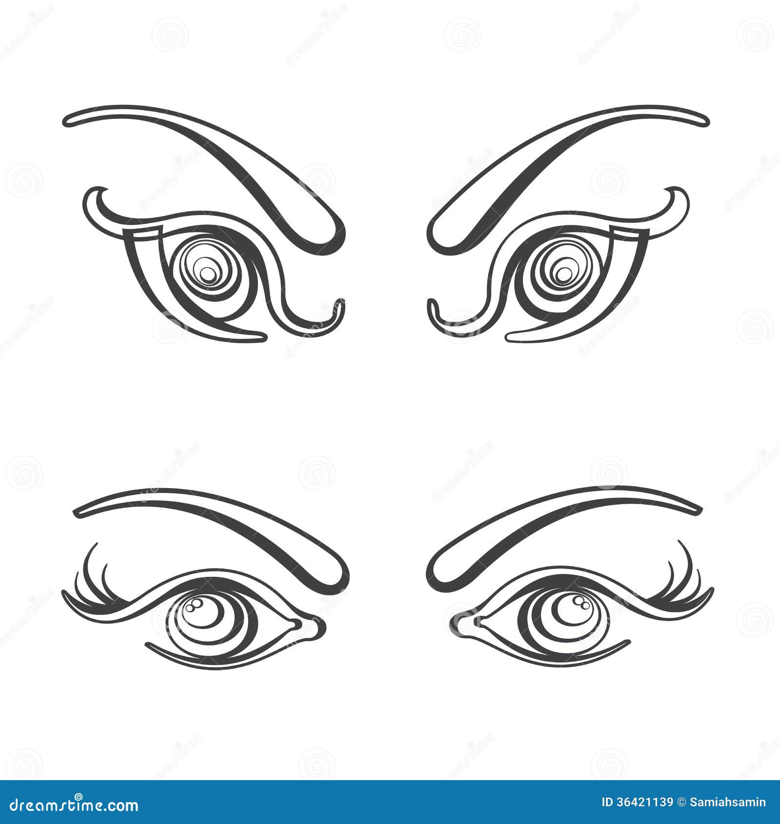 Sets of Female Eyes Vector Illustration Stock Vector - Illustration of ...