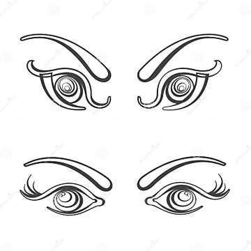 Sets of Female Eyes Vector Illustration Stock Vector - Illustration of ...