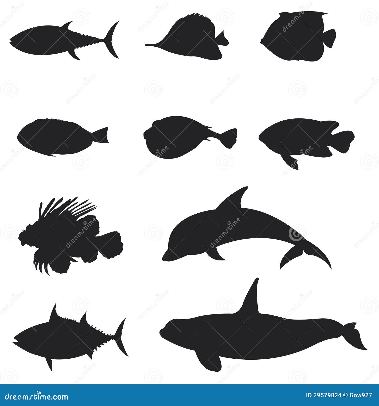 Sets of Silhouette Fishes 2 Stock Vector - Illustration of farm, market ...