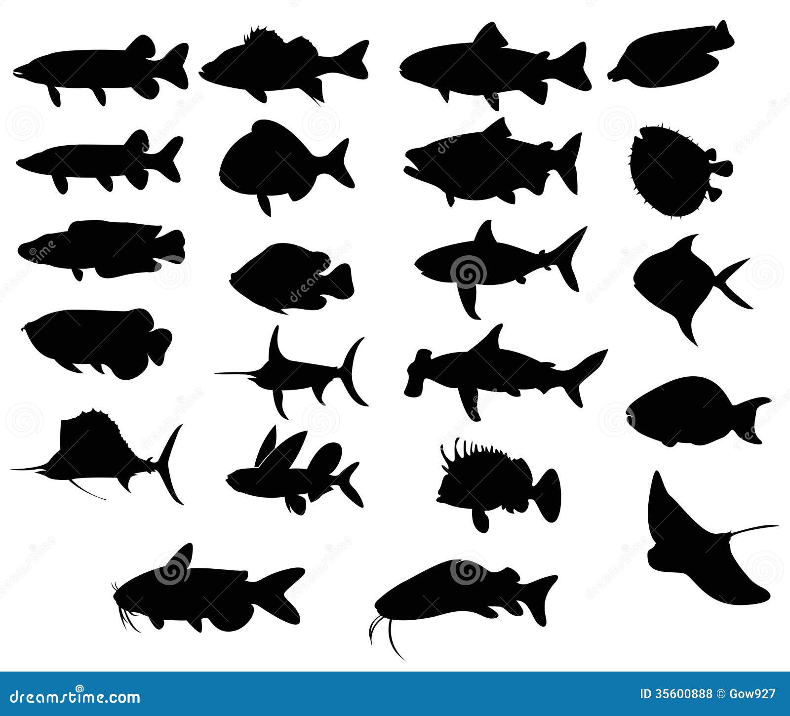 Sets of Silhouette Fishes 3 (vector) Stock Vector - Illustration of ...