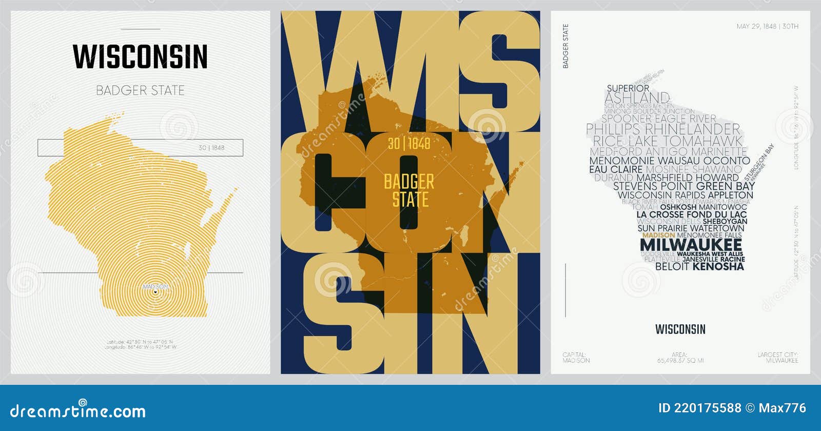 Michigan - Wisconsin - Illinois - Indiana - Ohio Map Labelled Bl ...