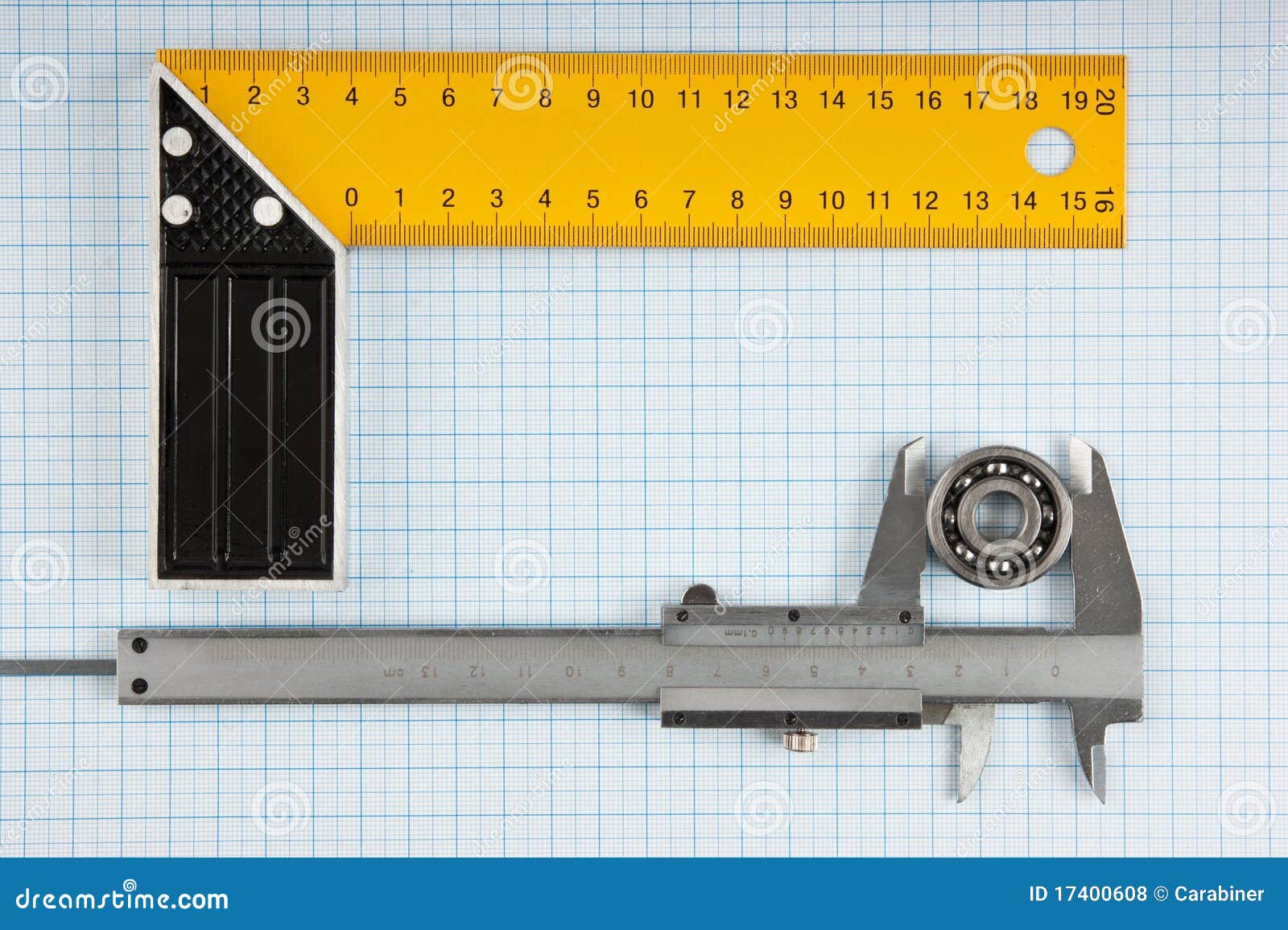 Setsquare and Calliper with Bearing Stock Photo - Image of shape ...