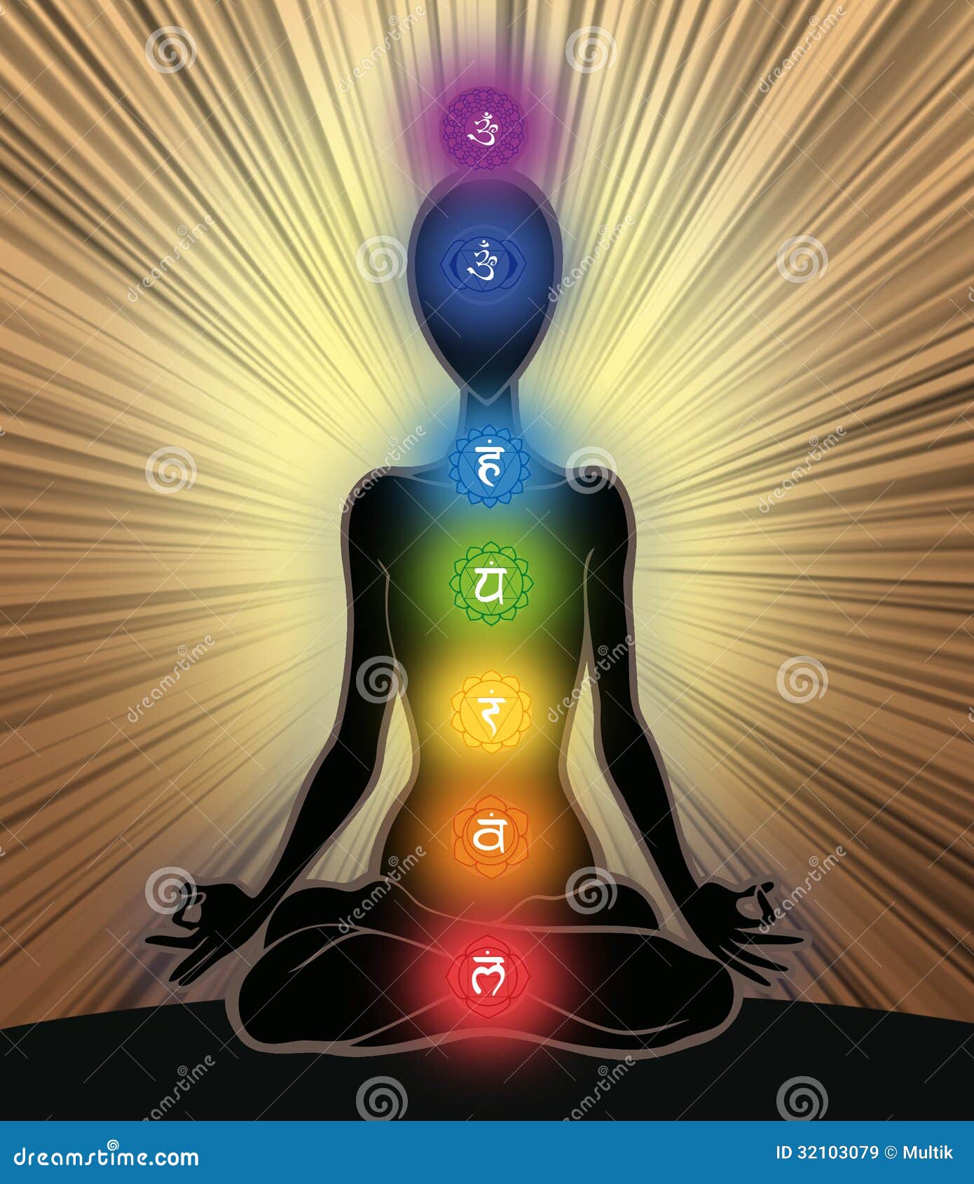 Sette chakras illustrazione di stock. Illustrazione di tibet - 32103079