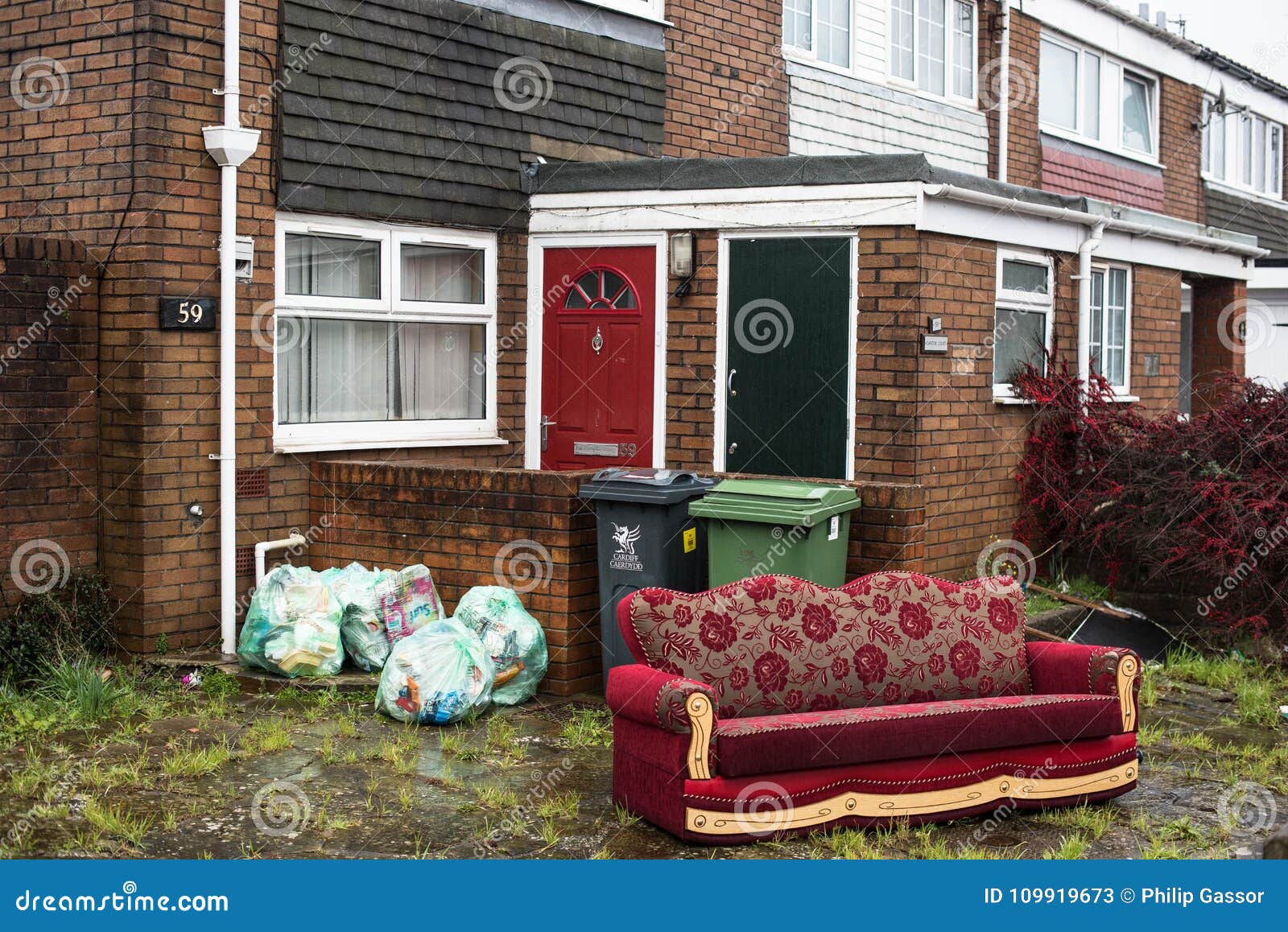 Settee and Refuse Outside a House Editorial Stock Photo - Image of ...