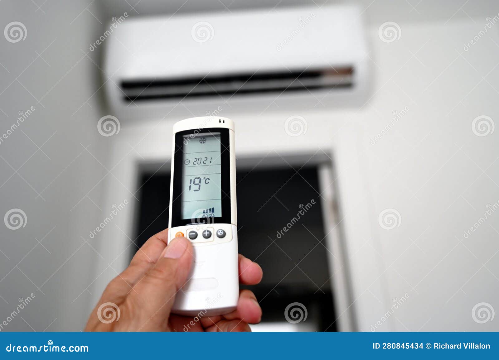 Setting the Air Conditioning Temperature Stock Photo - Image of ...