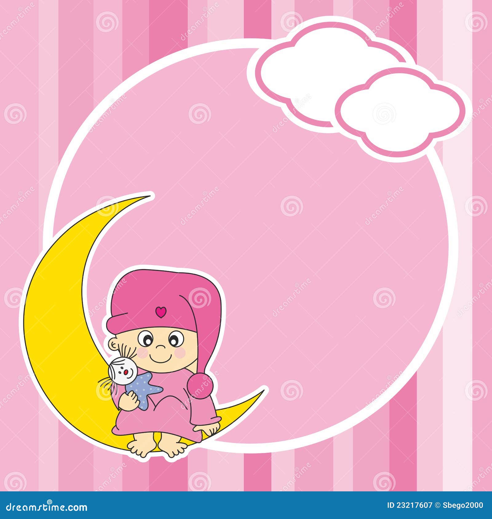 Setting Baby Girl Sitting on the Moon Stock Illustration - Illustration ...