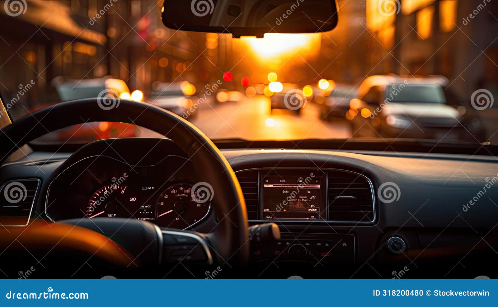Setting Blurred Car Windshield Interior Stock Illustration ...