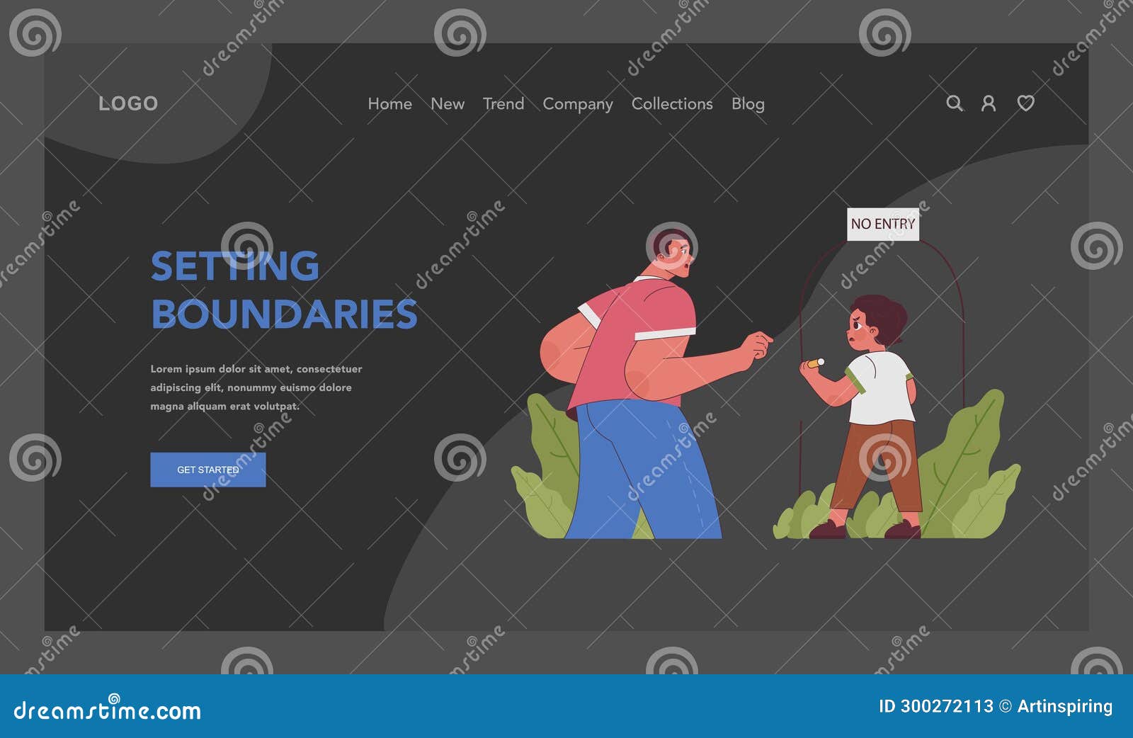 Setting Boundaries Concept. Flat Vector Illustration Stock Vector ...