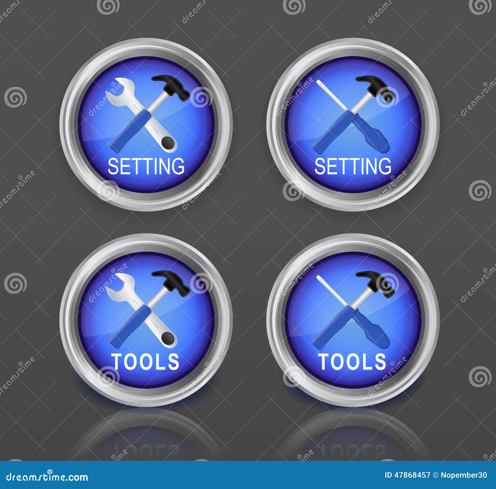 Setting buttons colorful stock vector. Illustration of hammer - 47868457
