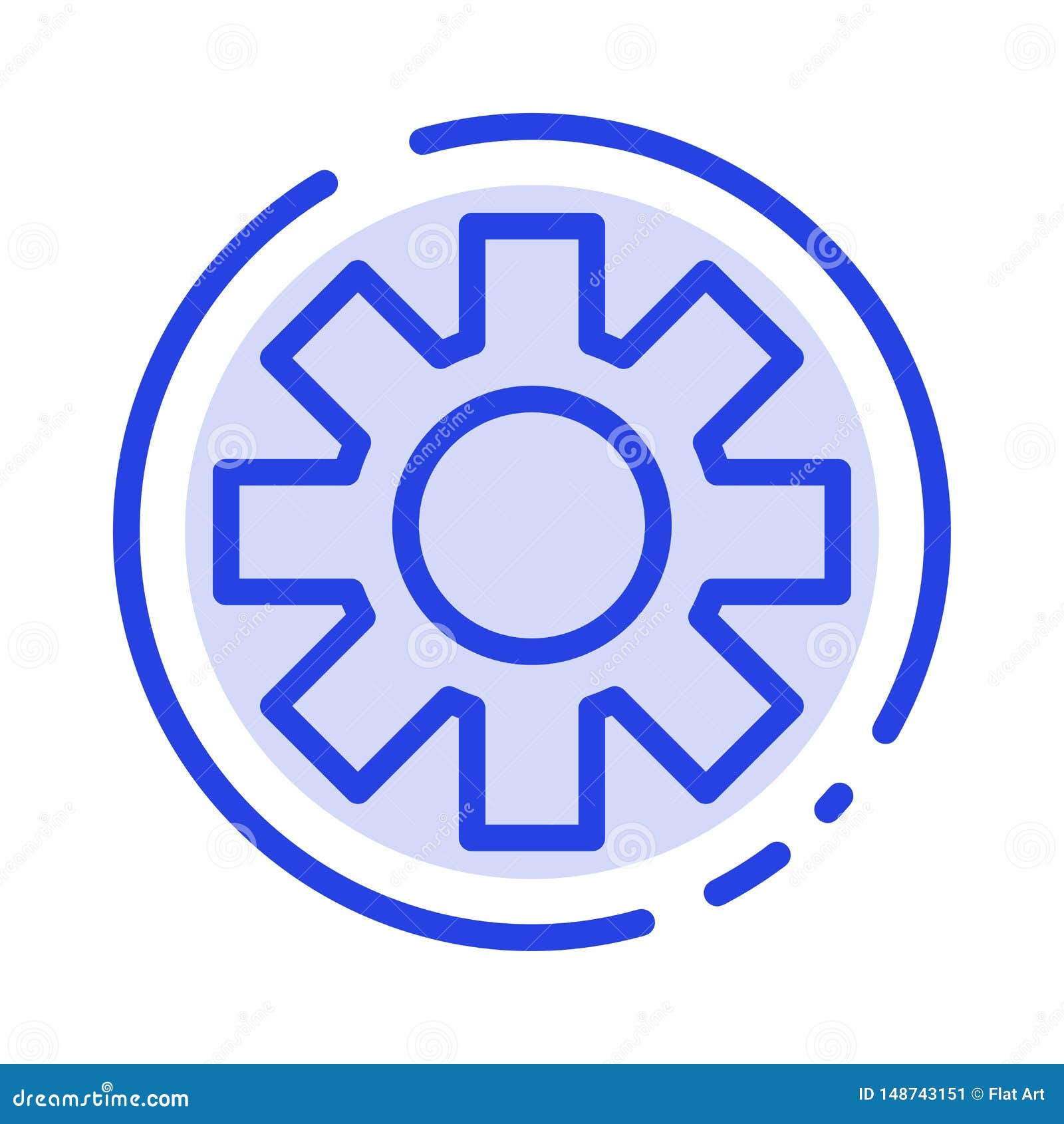Setting, Cog, Gear Blue Dotted Line Line Icon Stock Vector ...
