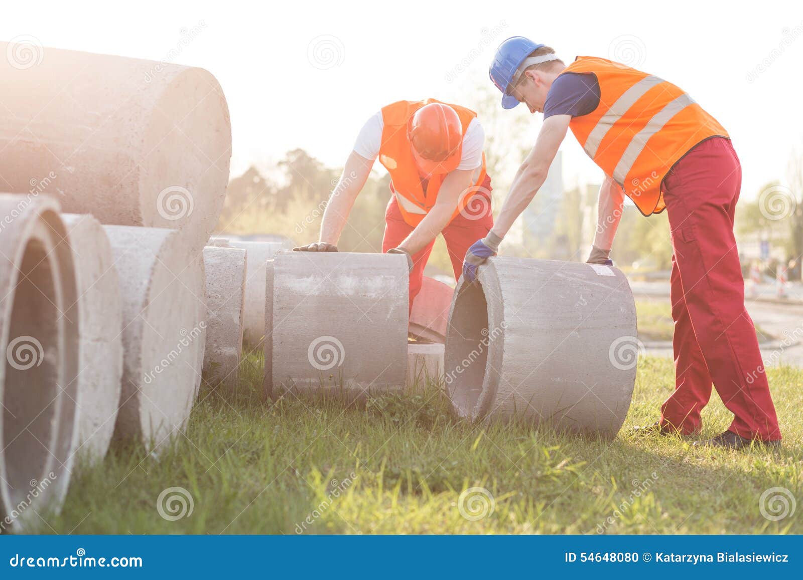 Setting concrete circles stock photo. Image of hardhat - 54648080