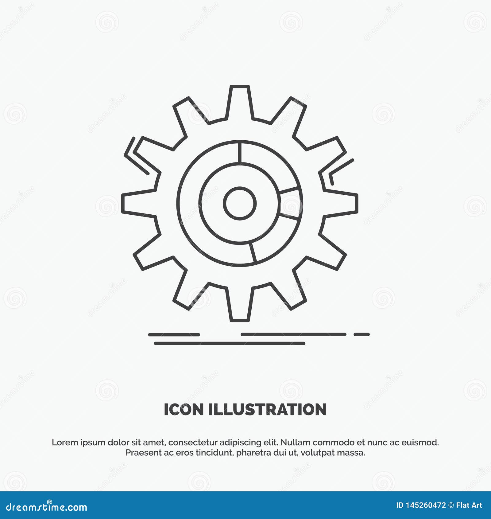 Setting Data Management Process Progress Icon Line Vector Gray