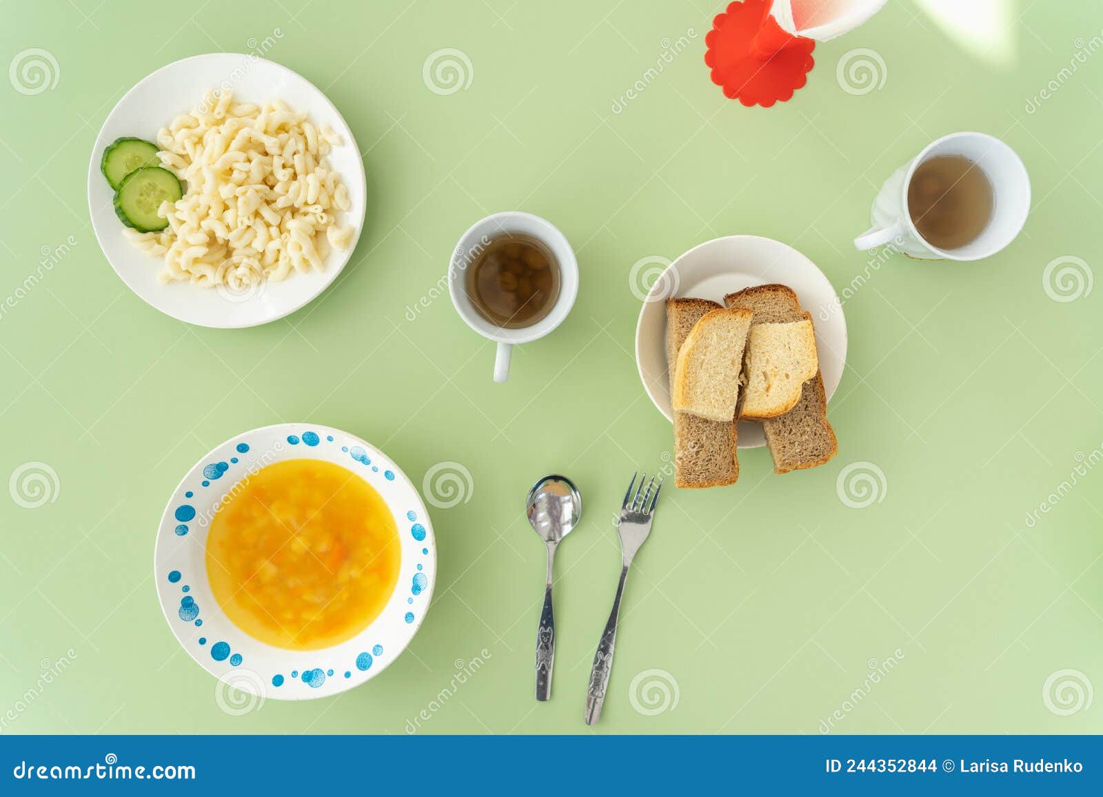 Setting the Dining Table in a Kindergarten in Russia Stock Photo ...