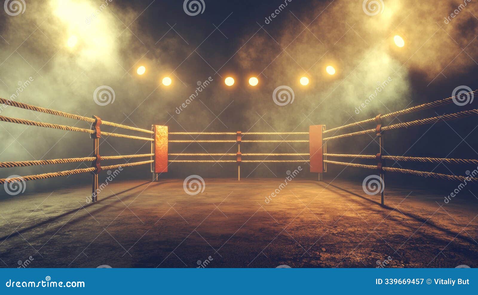 Setting Features a Boxing Ring Shrouded in Thick Smoke Illuminated by ...