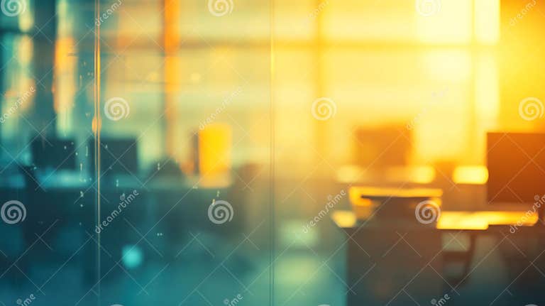 Blurred Office Cubicles in Warm Light Create an Ethereal, Corporate ...