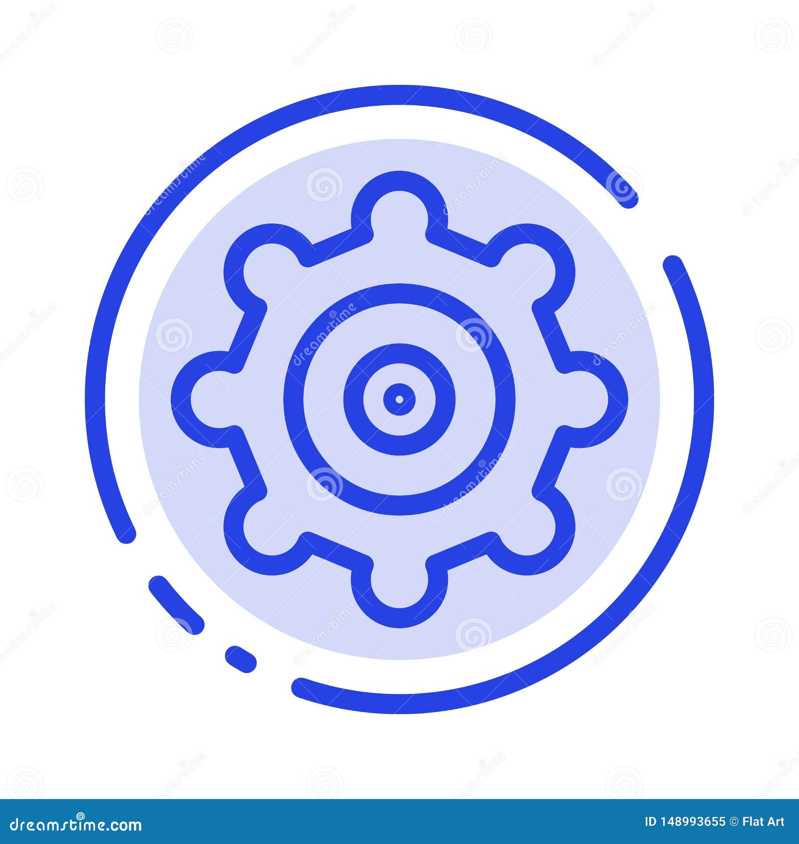 Setting, Gear Blue Dotted Line Line Icon Stock Vector - Illustration of ...