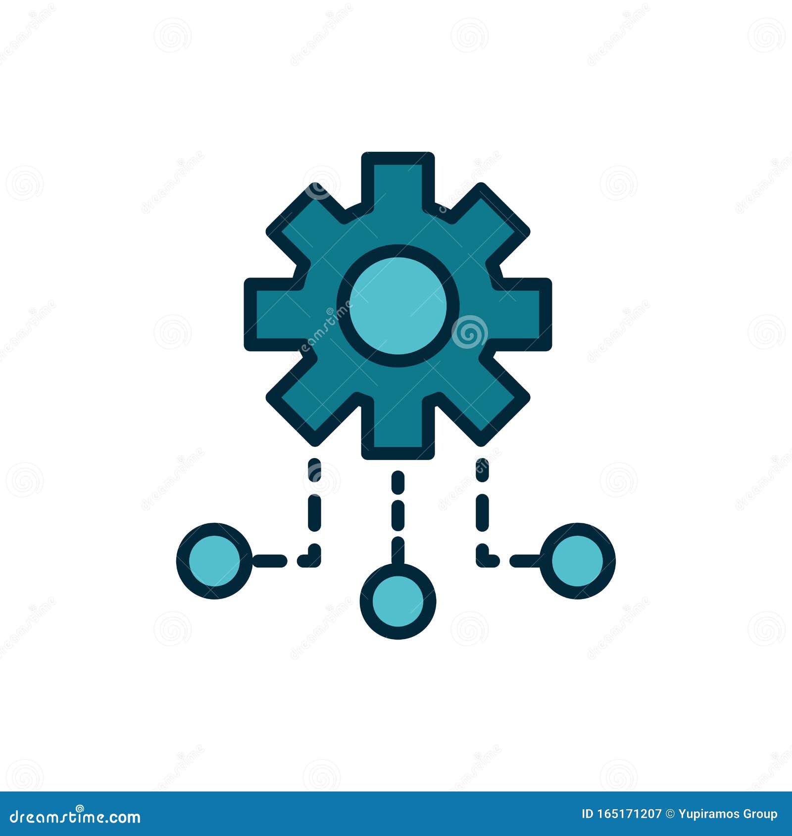 Setting Gear Connection Internet of Things Line and Fill Icon Stock ...