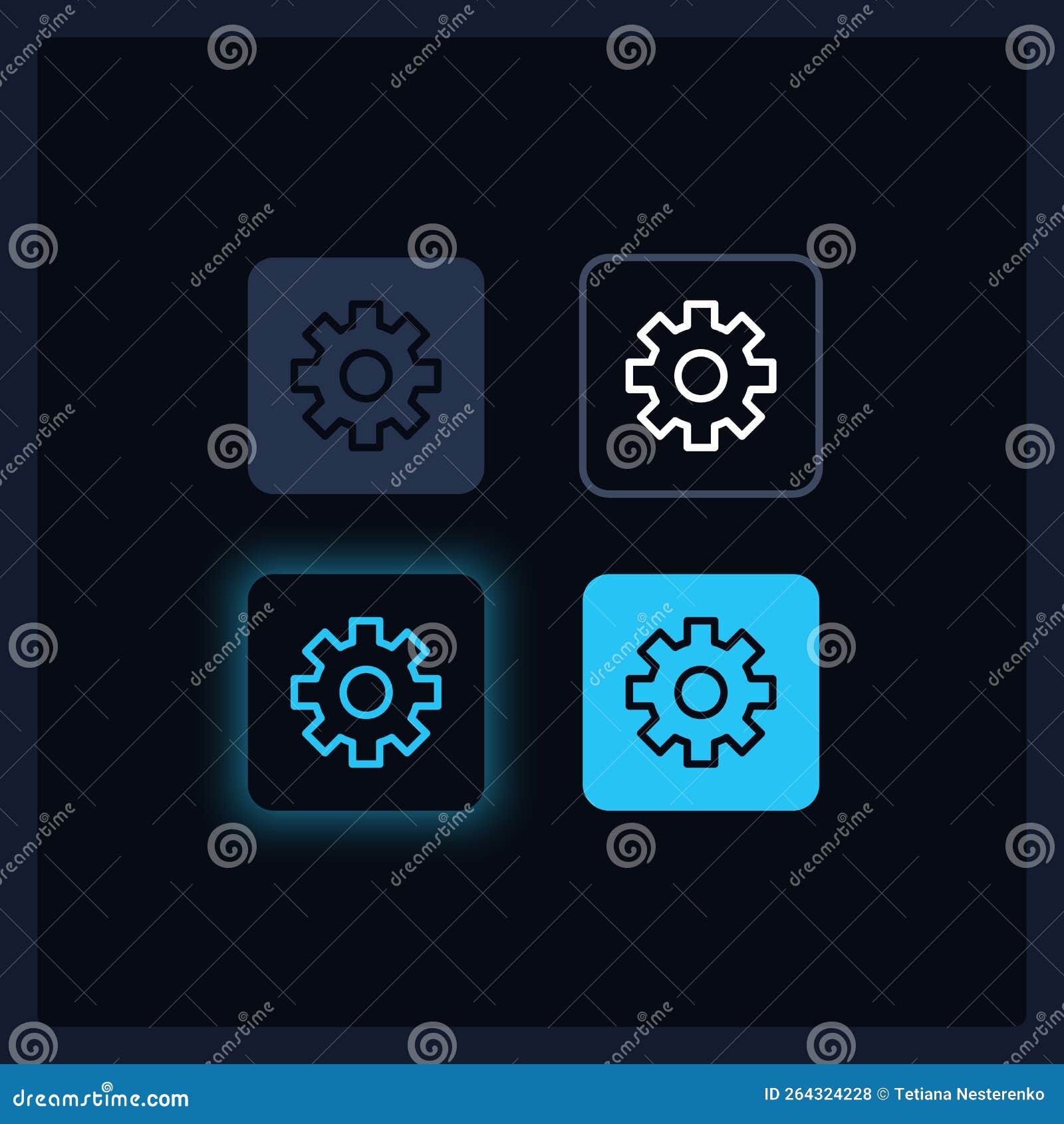 Setting Gear Ui Elements Kit Stock Vector Illustration Of Icon Equipment 264324228