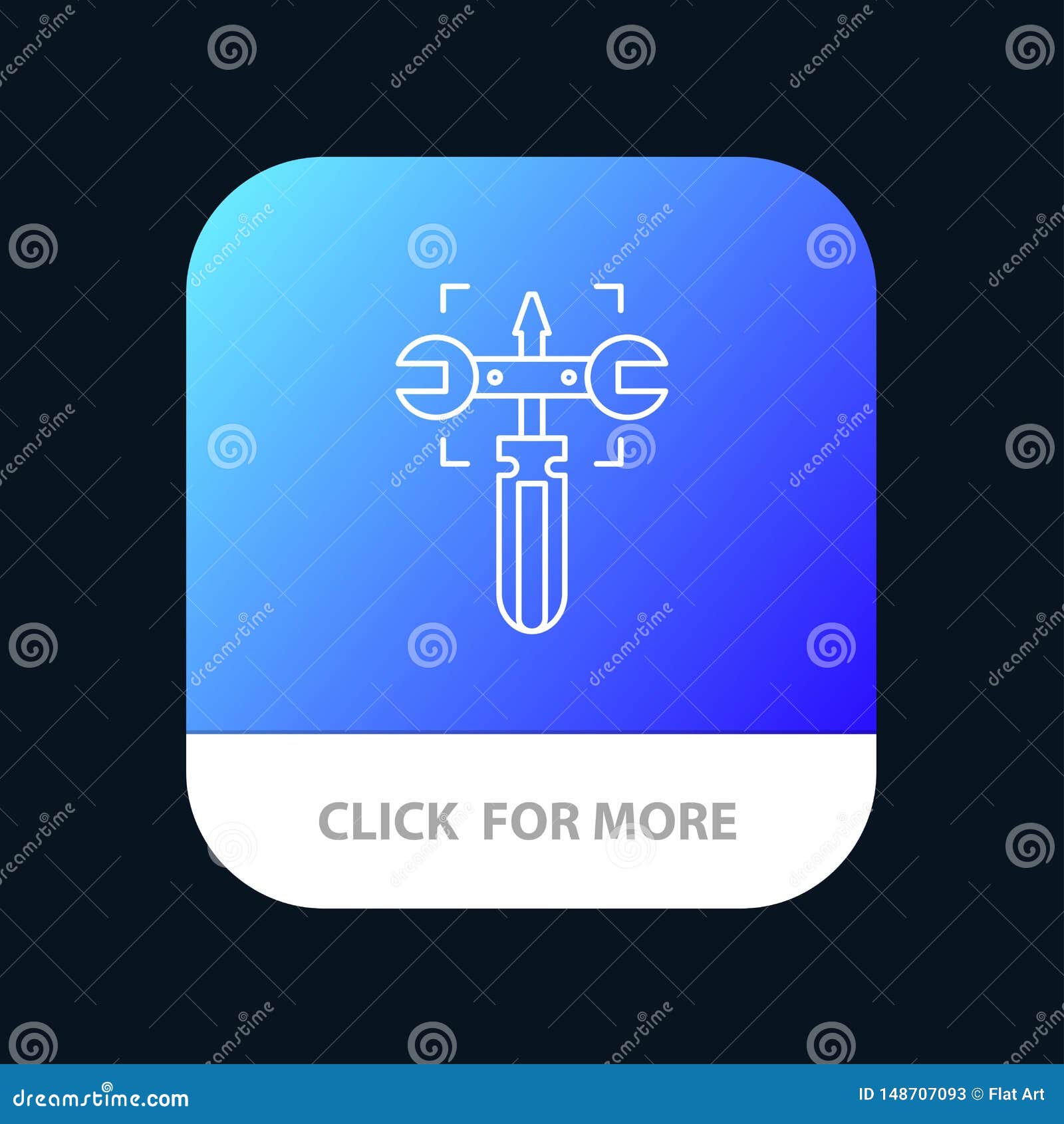 Setting Gear Wrench Mobile App Button Android And Ios Line Version Stock Vector