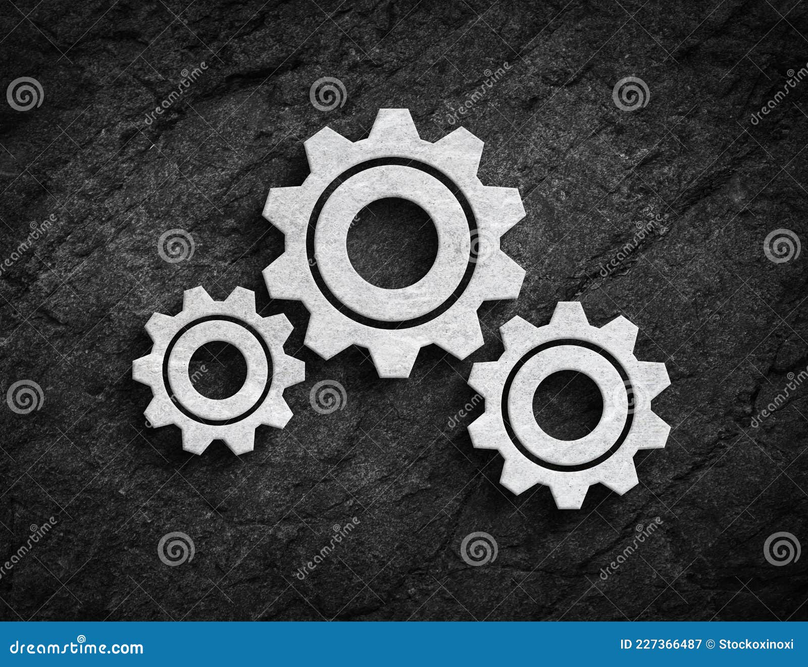 Setting Gears Symbol Stone Wall Background Stock Illustration ...