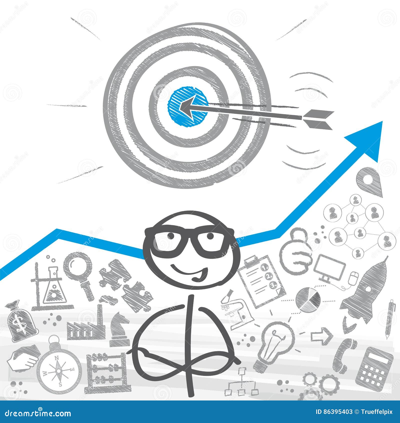 Setting goals concept stock illustration. Illustration of stickman ...