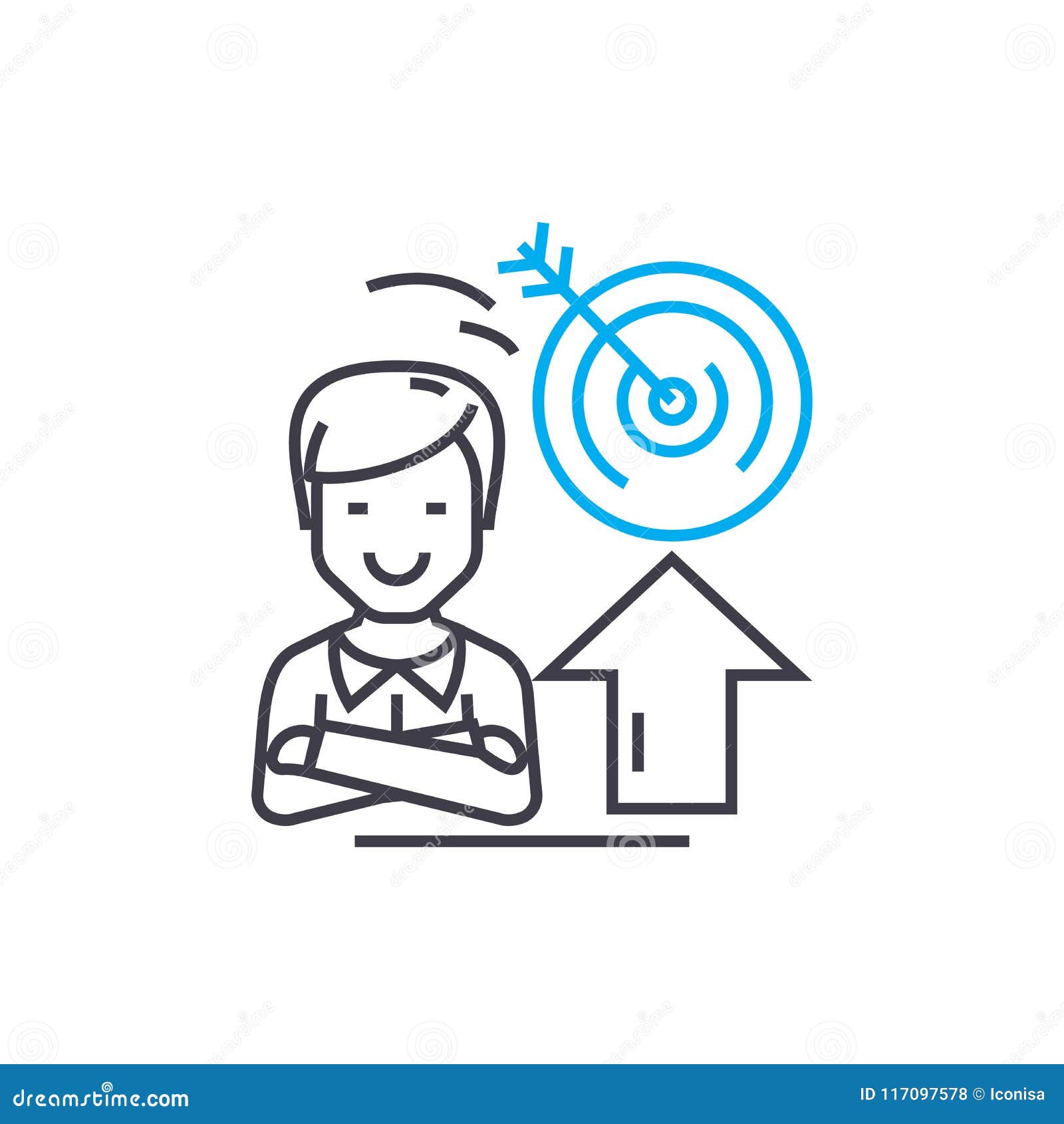 Setting Goals Linear Icon Concept. Setting Goals Line Vector Sign ...